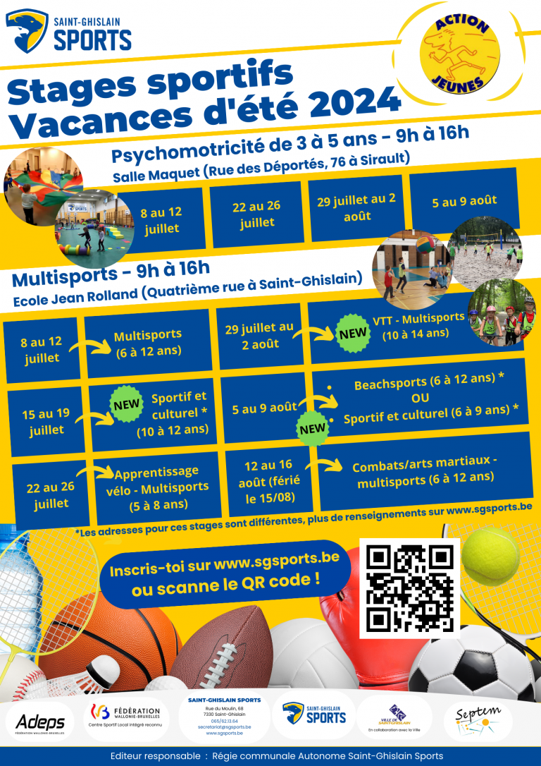 Stages d’Eté 2024 – Saint-Ghislain Sports